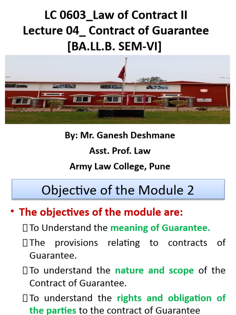 Module 2 - Law of Contract II | PDF | Guarantee | Letter Of Credit