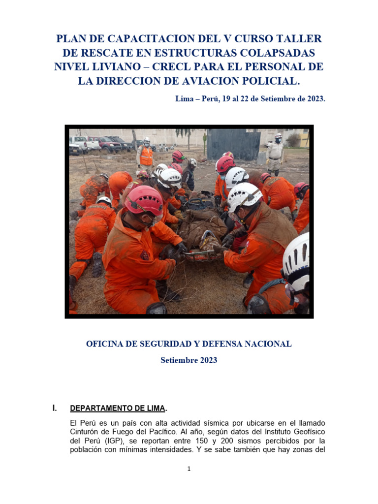 Plan V Curso Crecl Diravpol | PDF | Lima | Tsunami