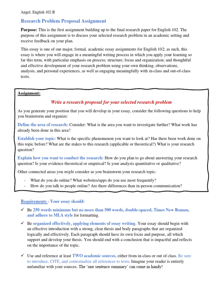 English 102 Research Proposal | PDF | Essays | Thought