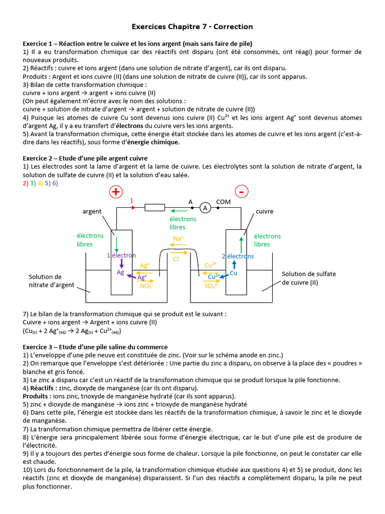 3e Exos Chap7 - Correction | PDF