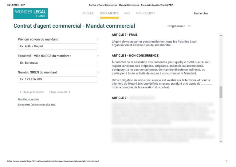 Contrat D'agent Commercial - Mandat Commercial - Formulaire Modèle Word ...