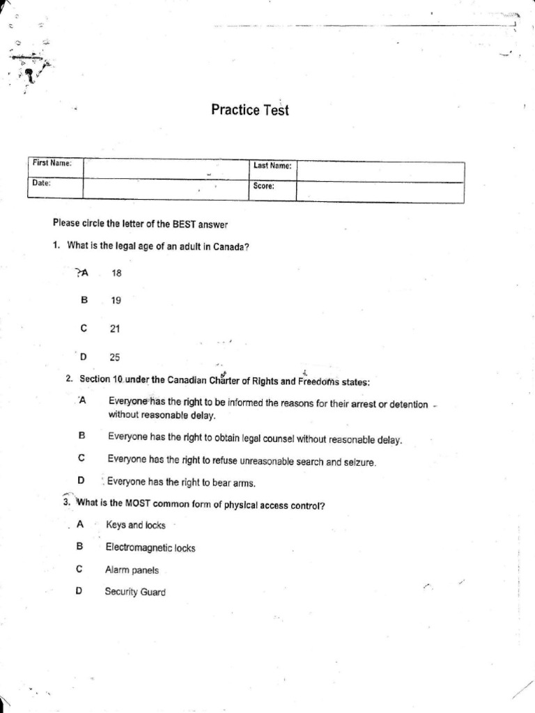 Practice Quiz 2 | PDF | Security Guard | Surveillance