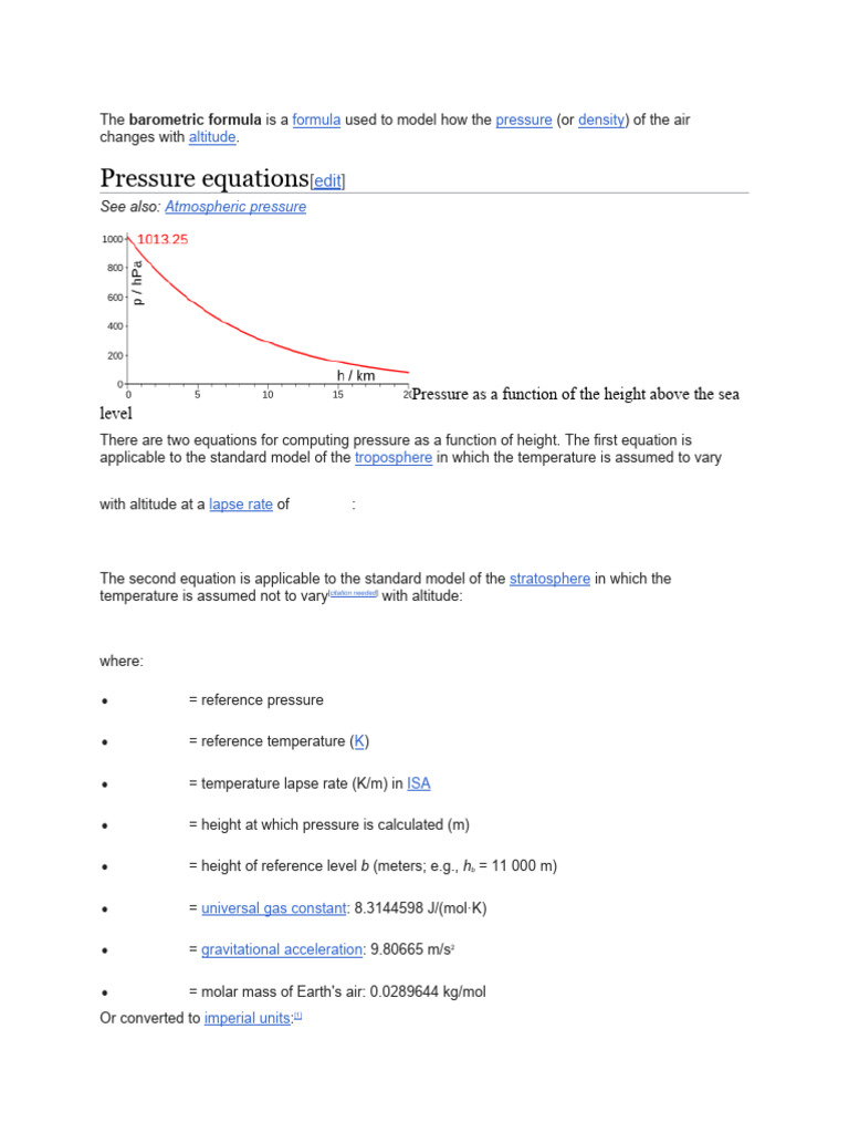 The Barometric Equation | PDF