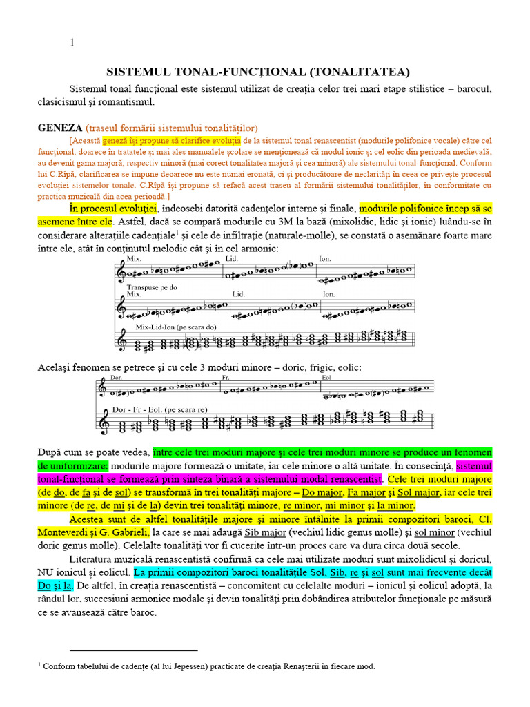 Ripa - Sistemul Tonal Functional - Simplificat CT | PDF