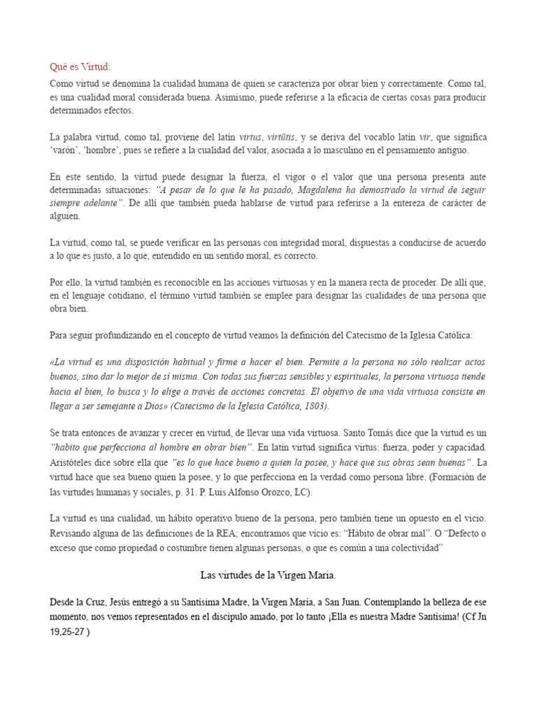 Las Virtudes de Maria | PDF | Virtud | María, madre de Jesús