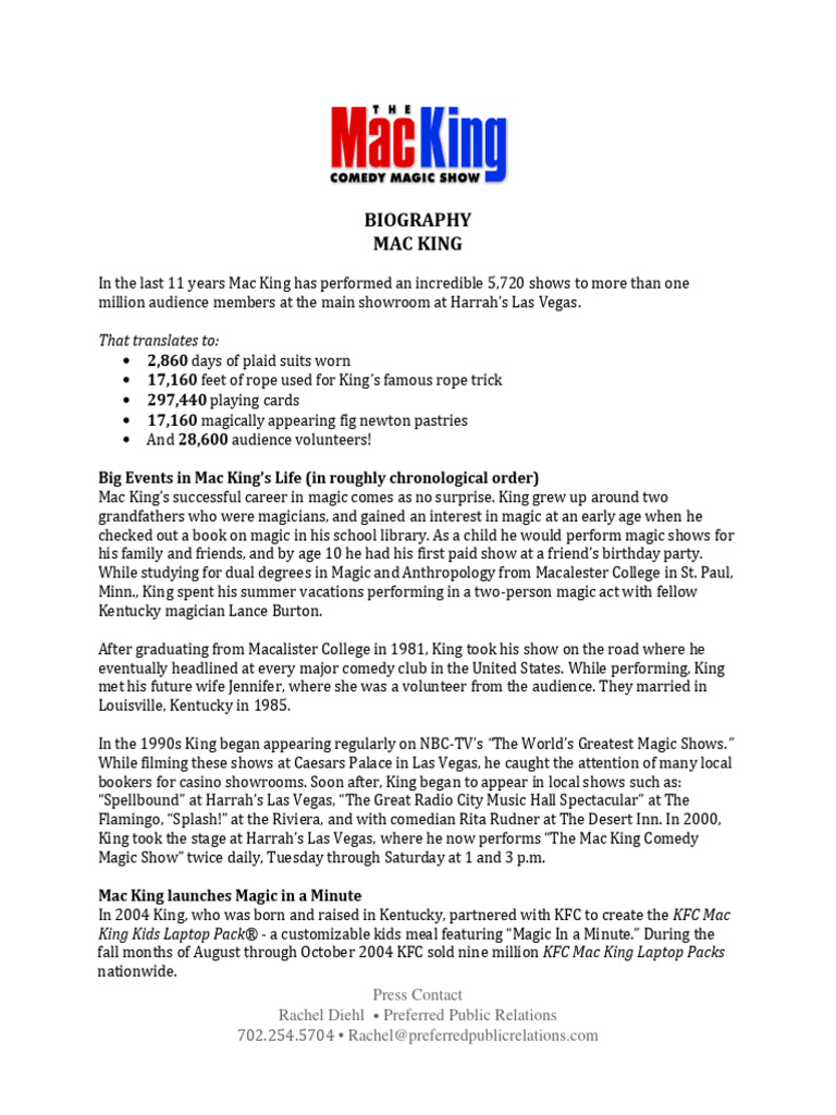 Mac King Biography | Download Free PDF | Magic (Illusion) | Entertainment