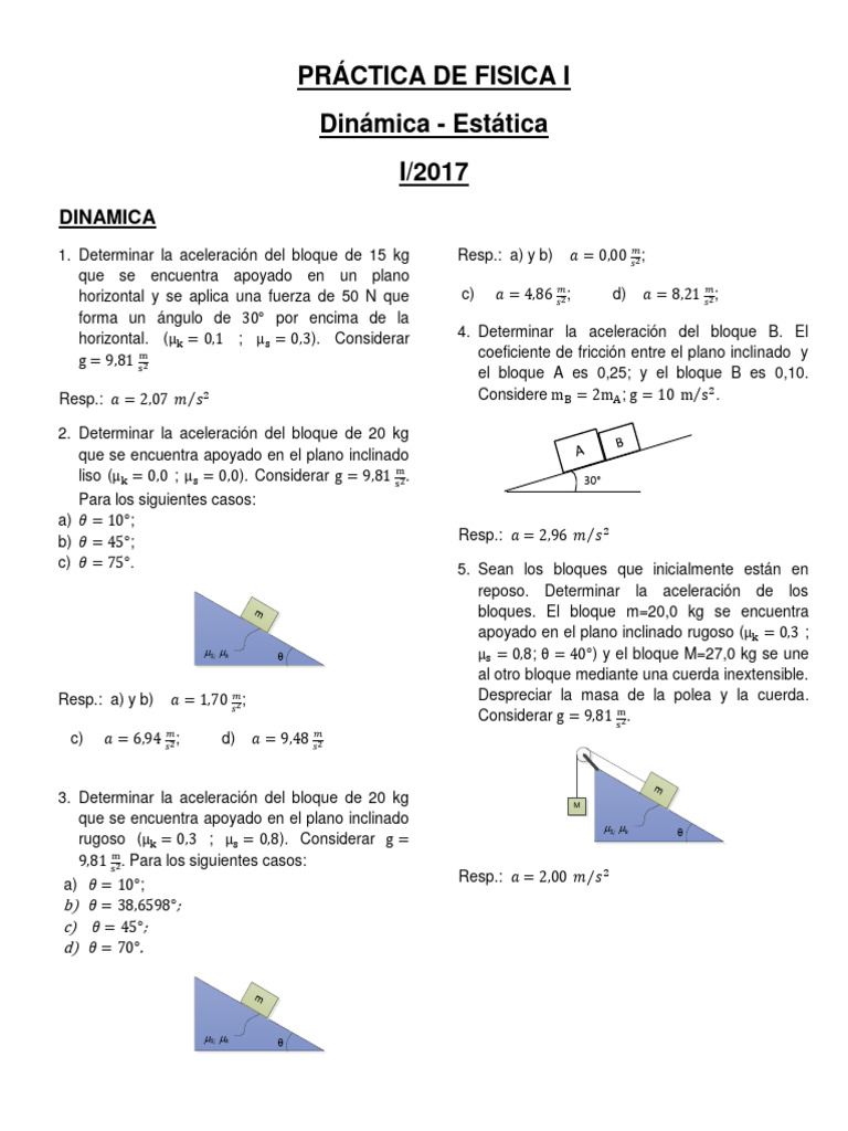 Practica de Fisica 2do 2017 R00 | PDF | Fricción | Ciencias fisicas