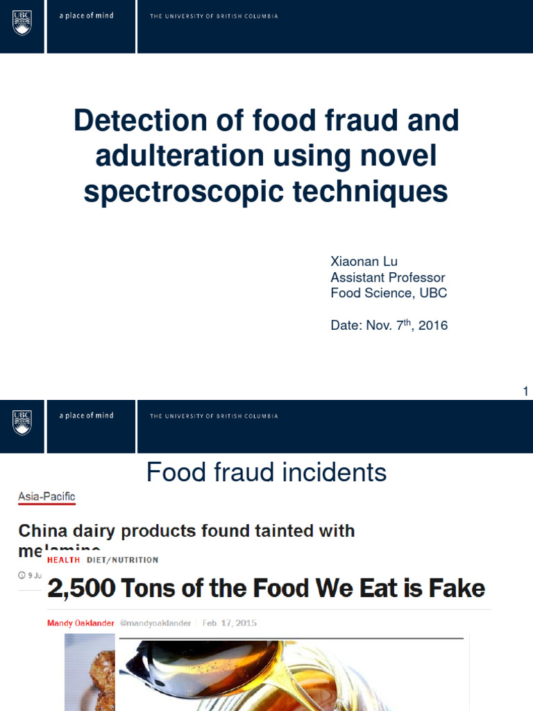 Detection of Food Fraud and Adulteration Using Novel Spectroscopic ...