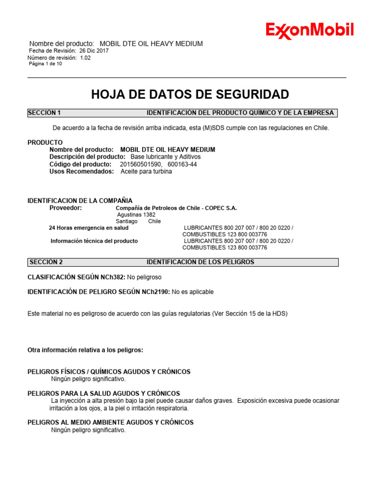 Mobil Dte Oil Heavy Medium | PDF | Ventilación (Arquitectura) | Higiene