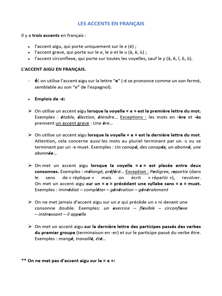 Les Accents en Francais | PDF