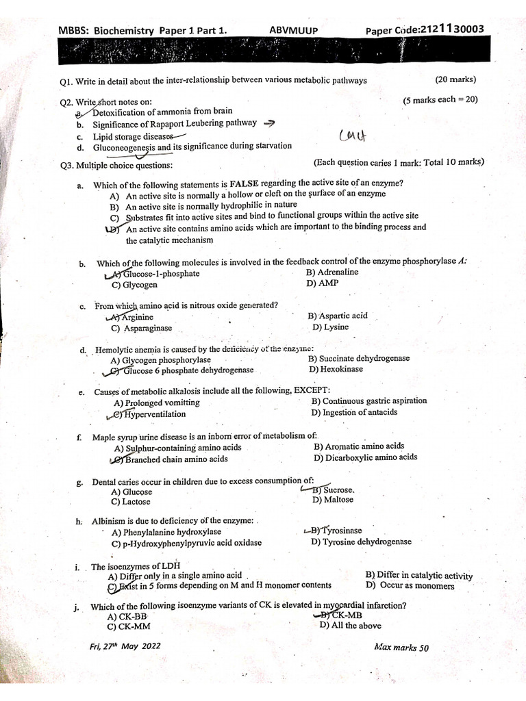 1st Year ABVMU - Supplementary Question Papers | PDF
