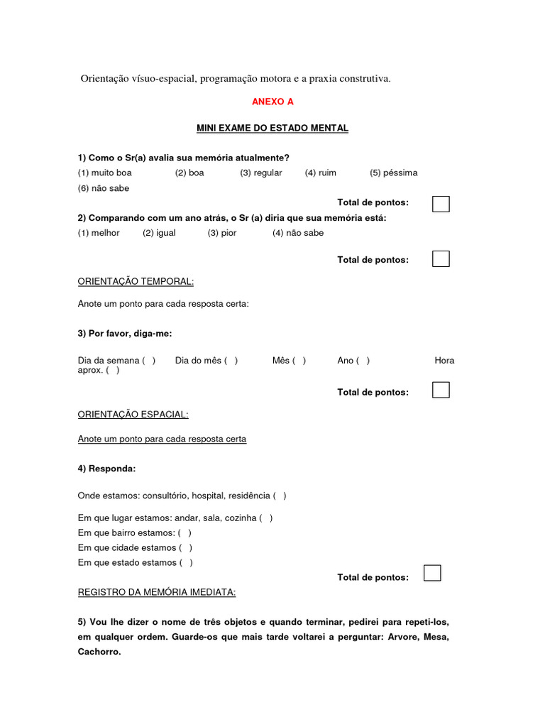Mini Mental (Imprimir) | PDF