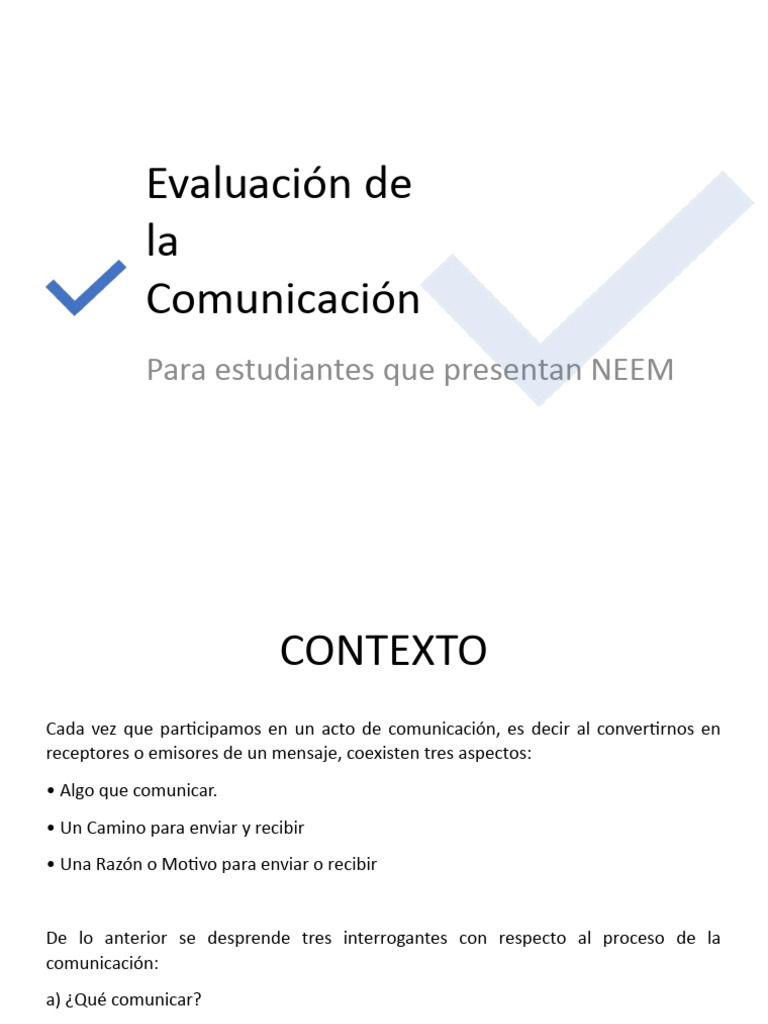 Comunicacion para Estudiantes Que Presentan NEEM | PDF | Comunicación ...