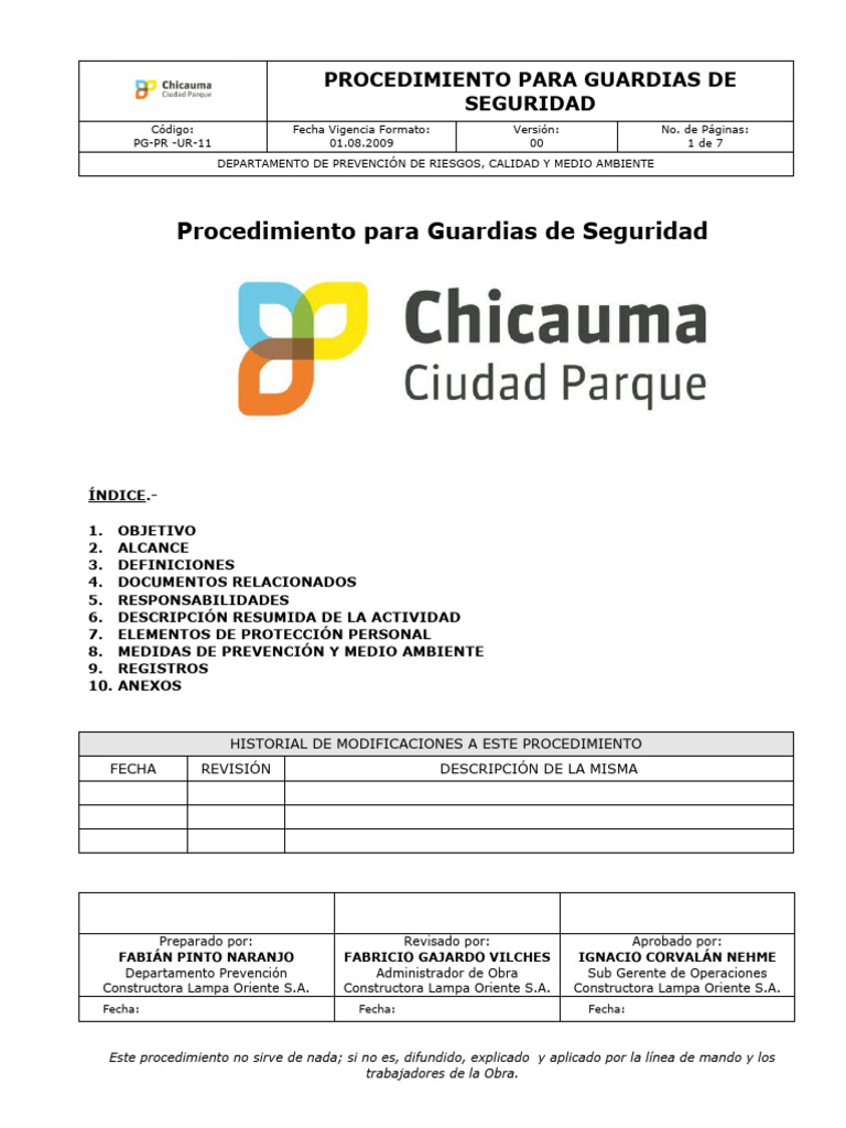 Procedimiento de Guardias de Seguridad | PDF | Guardia de seguridad ...