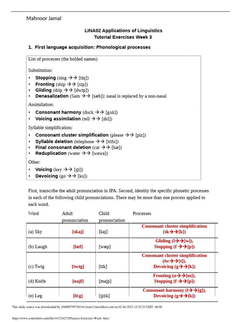 Practice Exercises Week 3 | PDF | Consonant | Philology