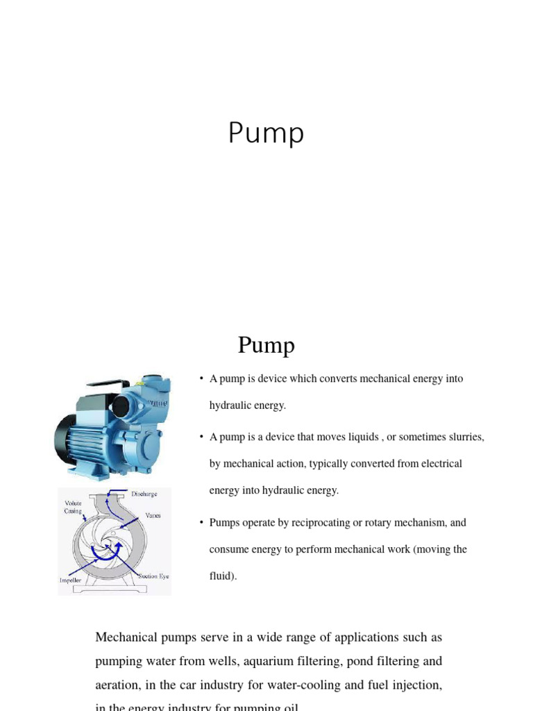Types and Functions of Pumps | PDF