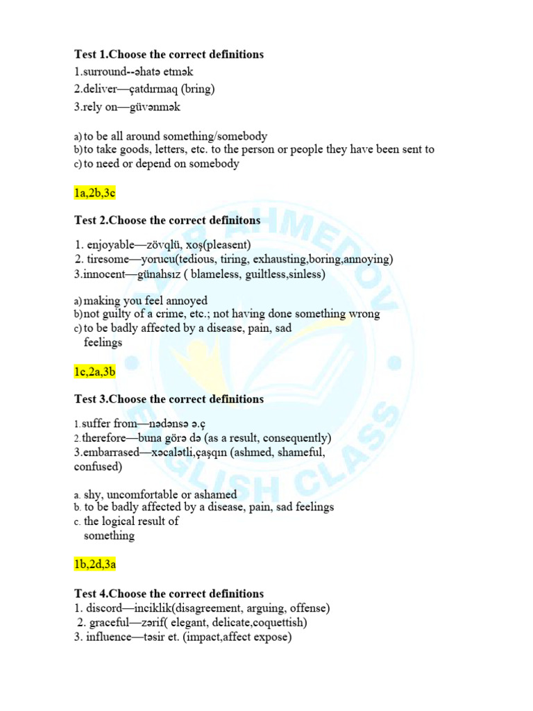 Definition Test | PDF