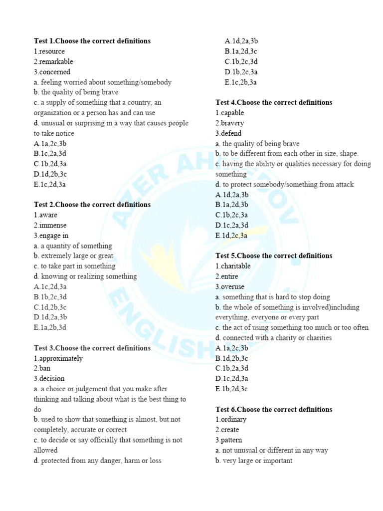 Definition Test 60-120 | PDF
