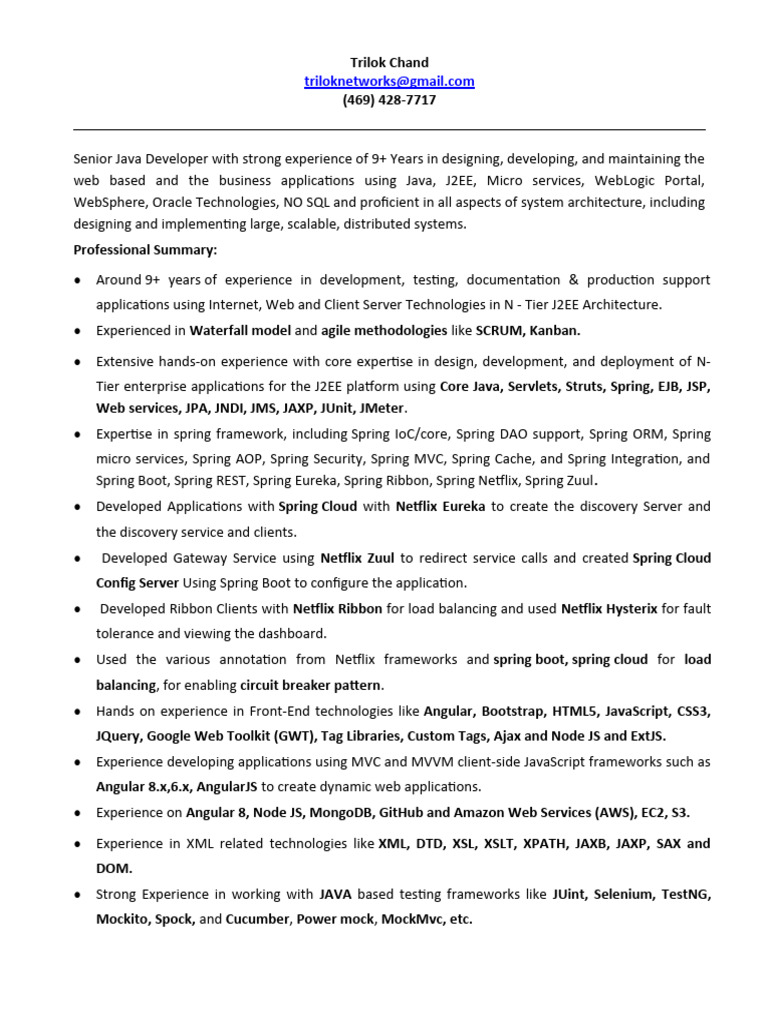 Trilok Resume | PDF | Spring Framework | Angular Js