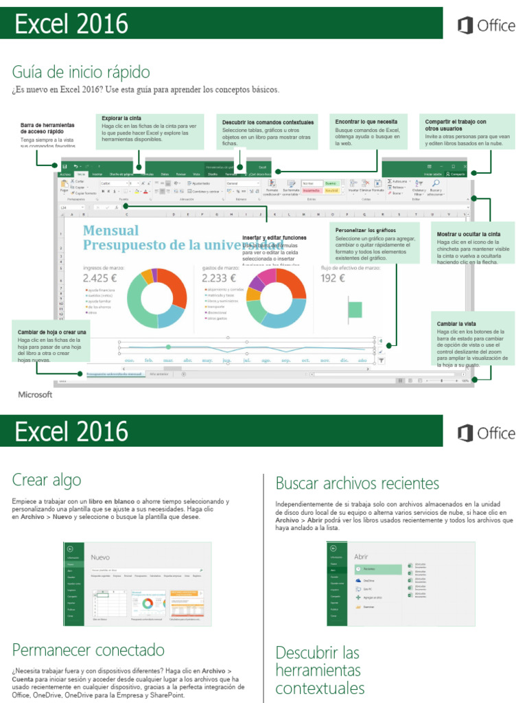 Guía Rápida de Excel 2016 | PDF | Microsoft Excel | Microsoft Office