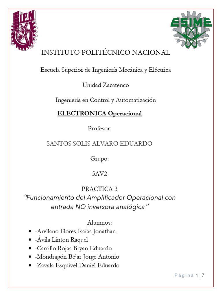 Prac3 Eq4 5av2 | PDF | Amplificador operacional | Electrónica