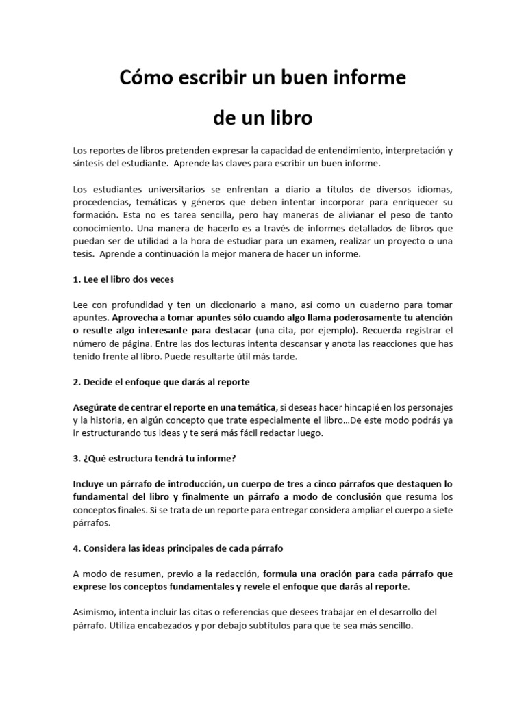 Cómo escribir un buen informe | PDF