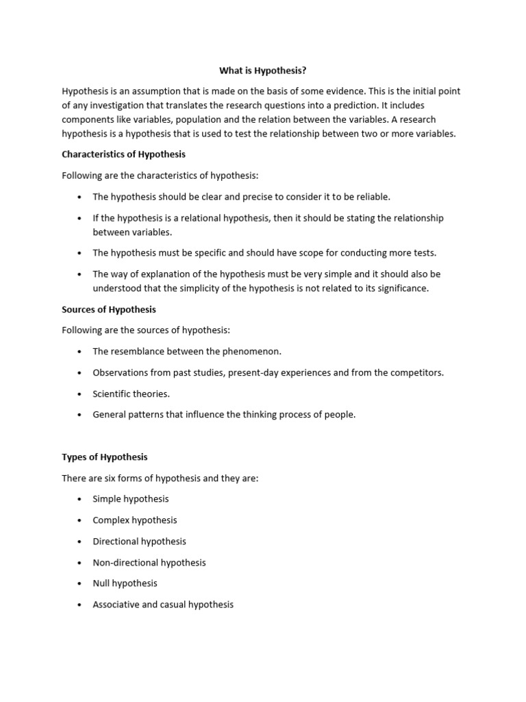 Hypothesis & Types | PDF | Hypothesis | Dependent And Independent Variables