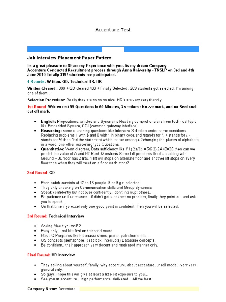 Accenture Test | PDF