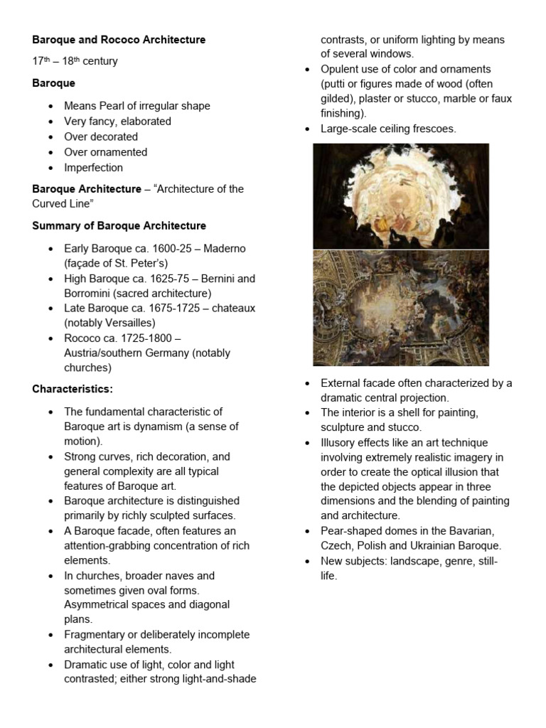 Baroque vs. Rococo Architecture Explained | PDF