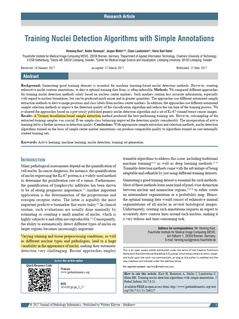 Trainig Nuclei Detection | PDF | Sampling (Statistics) | Image Segmentation Trainig Nuclei Detection | PDF | Sampling (Statistics) | Image Segmentation