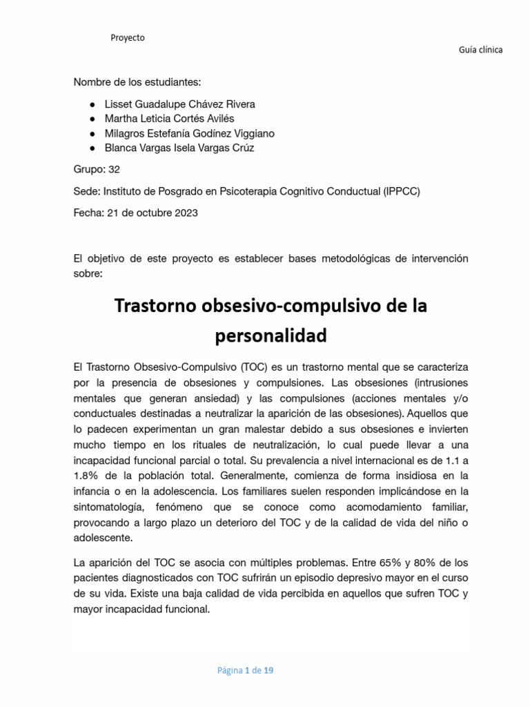 Guía TOC y TLP | Descargar gratis PDF | Terapia de conducta cognitiva ...