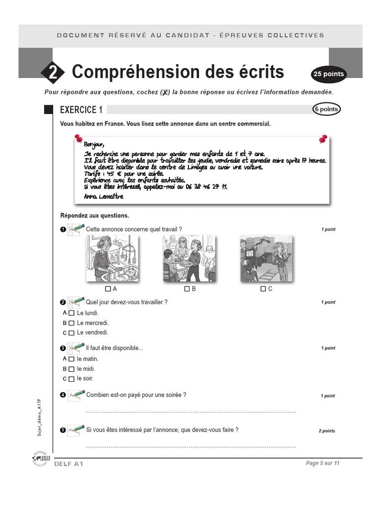 Compréhension Écrite A1 | PDF