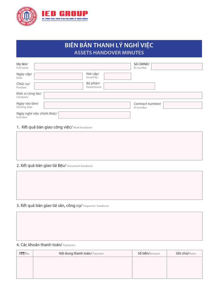 Assets Handover Minutes - Formfill | PDF