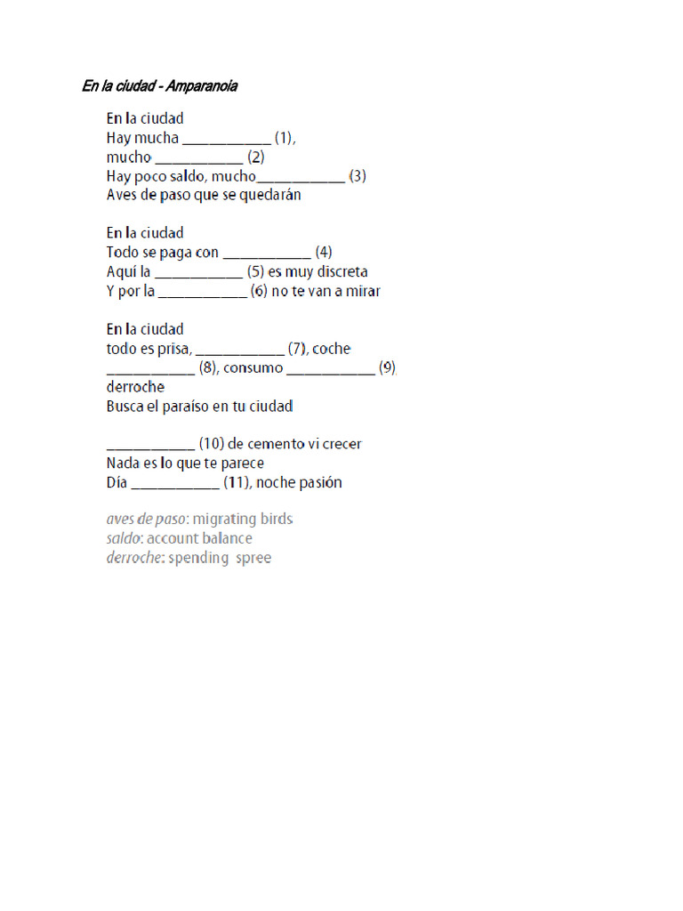 En La Ciudad Ejercicios | PDF
