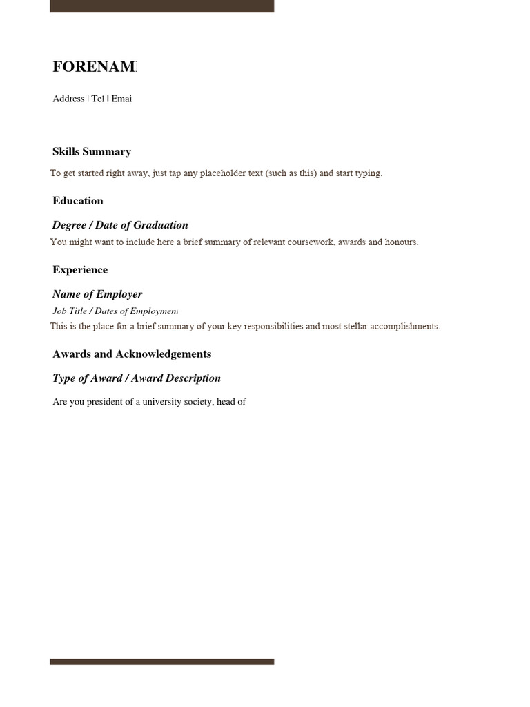 Forename: Skills Summary | PDF