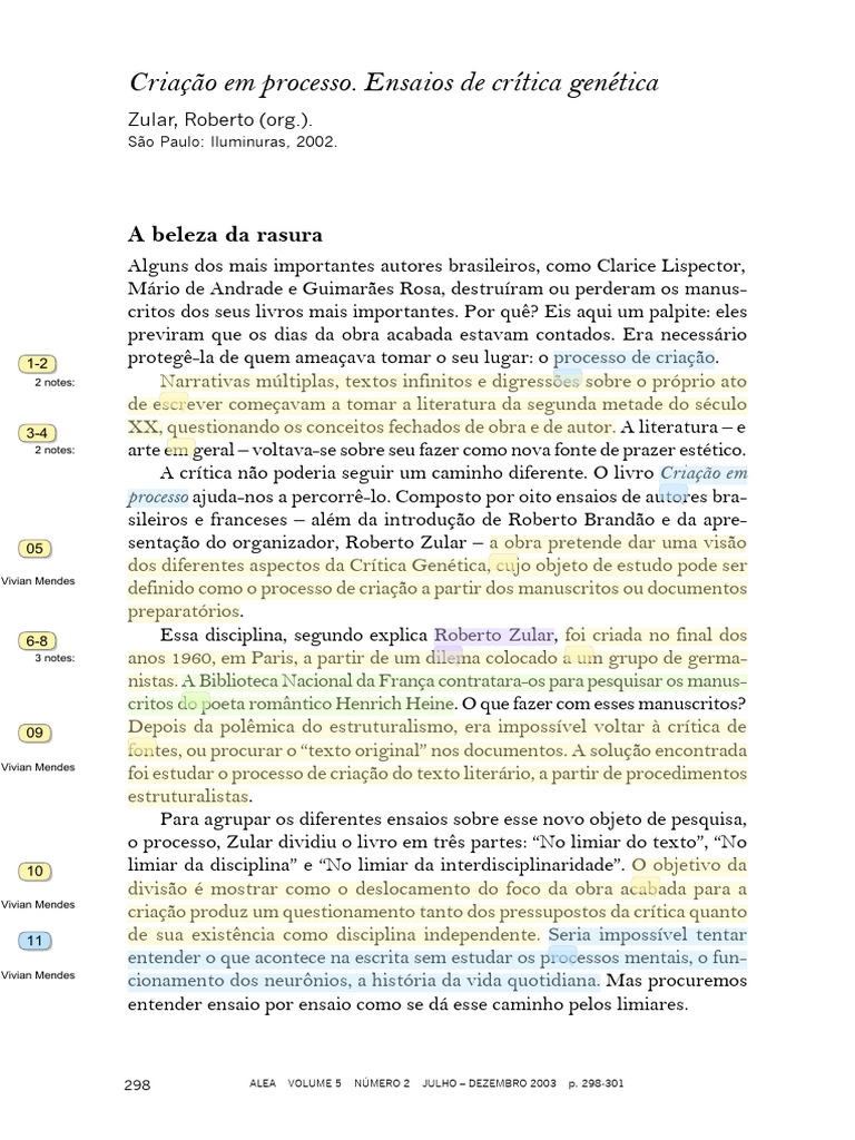 Crianção em processo - ensaios de crítica genética | PDF | Crítica ...