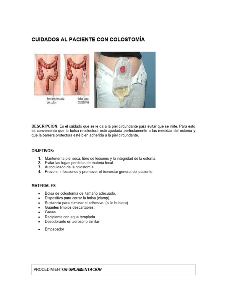 Cuidados Esenciales para Colostomía | PDF | Heces | Lavado de manos