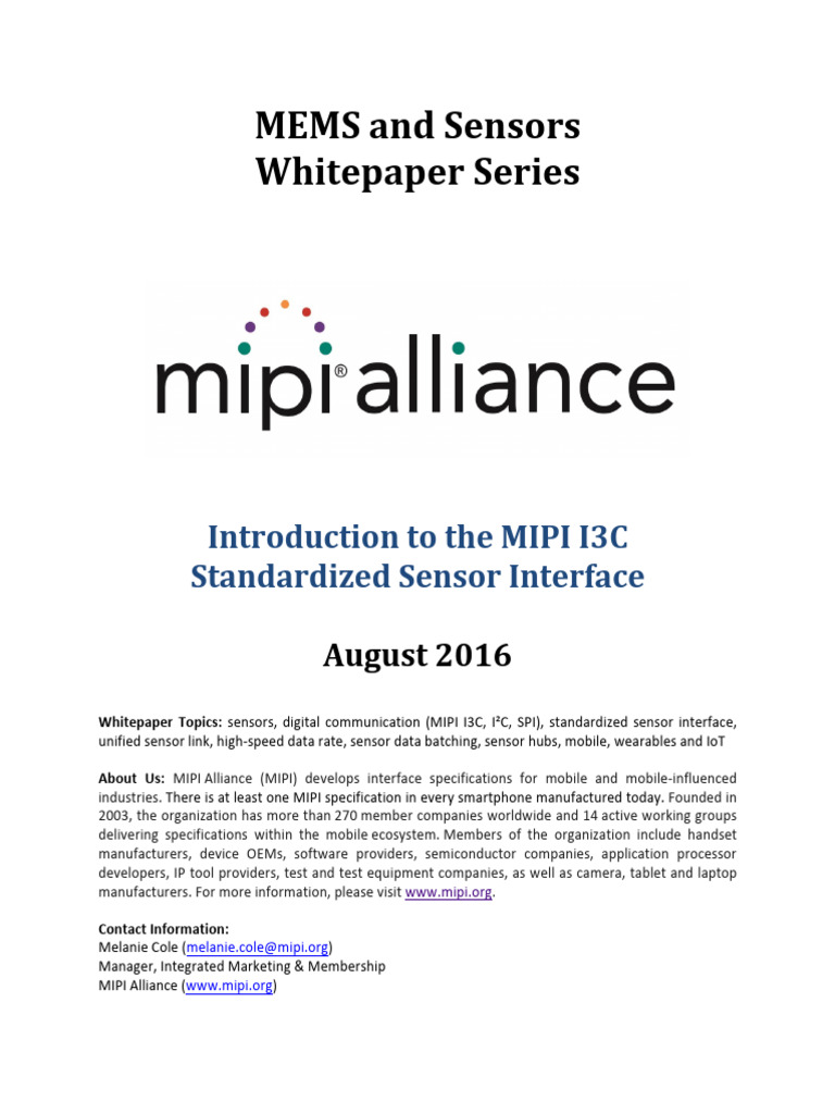 MIPI Alliance I3C Whitepaper | PDF