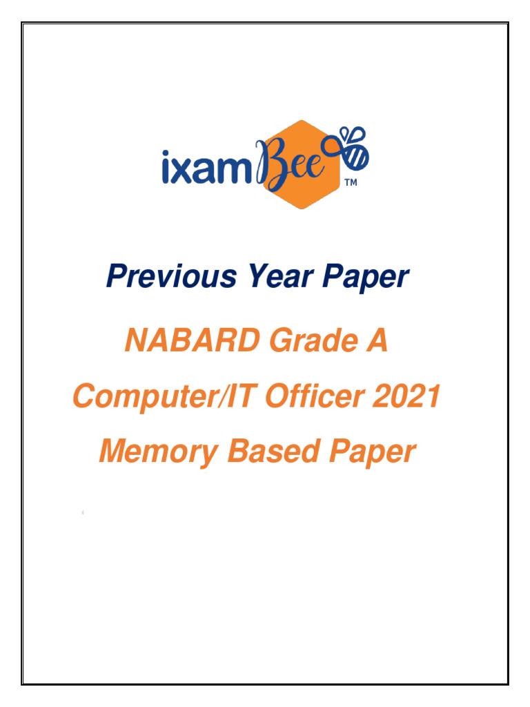 NABARD Grade A Computer IT Officer 2021 Previous Year Paper PDF | PDF | Data | Databases