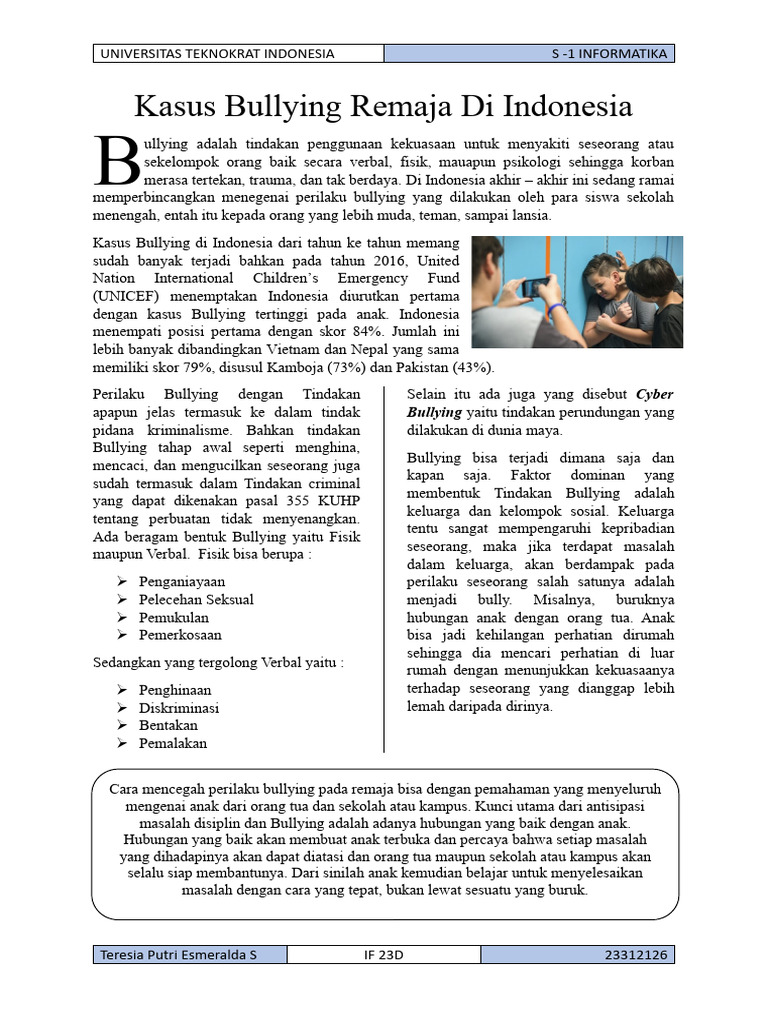 Penyebab Bullying Remaja di Indonesia | PDF