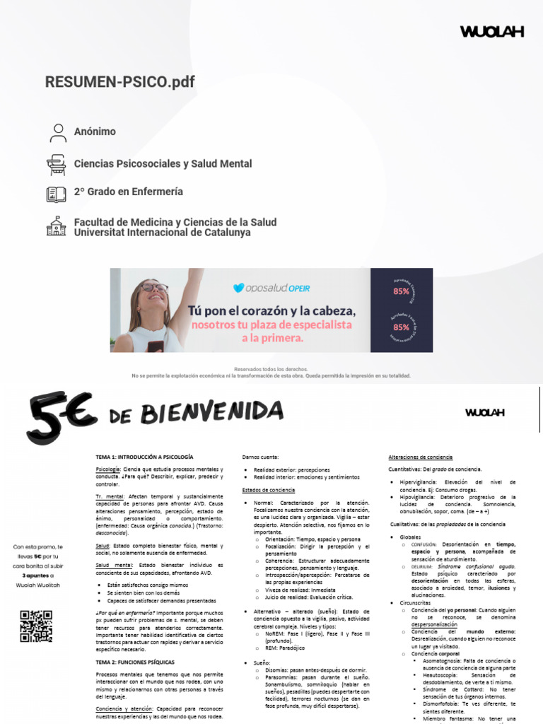 Wuolah Free RESUMEN PSICO | PDF | Percepción | Las emociones