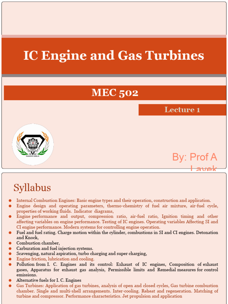 IC Engine and Gas Turbines: By: Prof A Layek | PDF | Internal ...