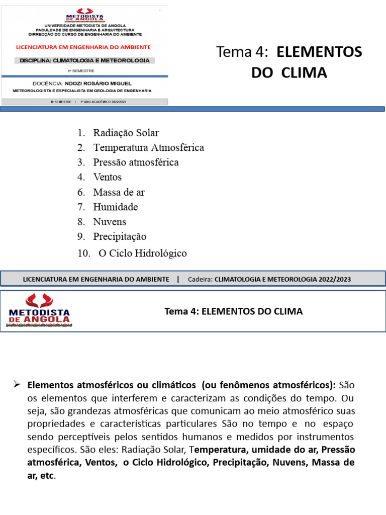 Tema 4-Elementos Do Clima | PDF | Calor | Atmosfera