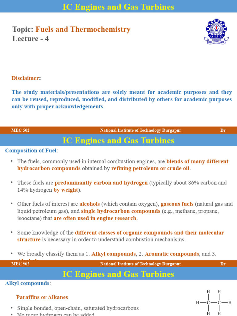Lec-4 - Fuels and Thermochemistry | PDF | Stoichiometry | Combustion