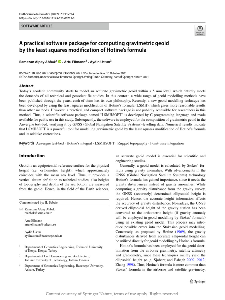 A Practical Software Package For Computing Gravime | PDF | Standard ...
