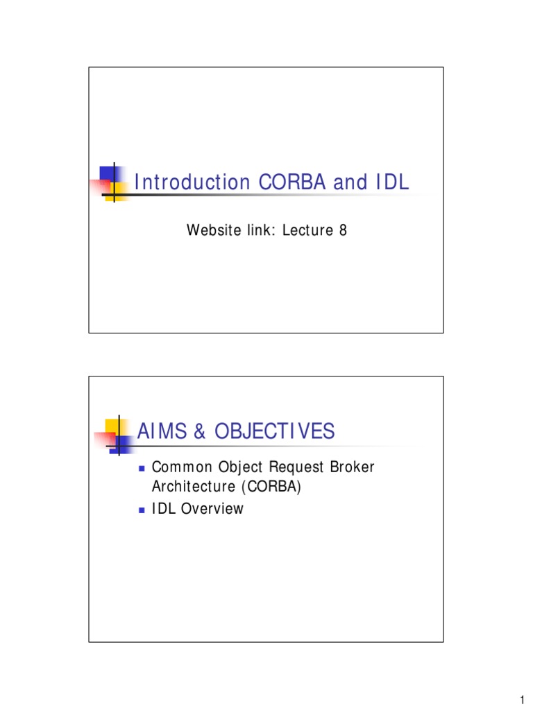 08 Introduction CORBA and IDL (To Use) | PDF | Common Object Request Broker Architecture ...