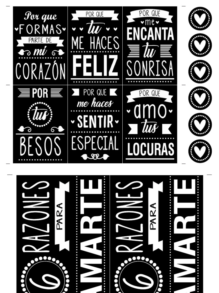 Etiquetas 6 Razones para Amarte Imprimible en Tamaño Carta | PDF Etiquetas 6 Razones para Amarte Imprimible en Tamaño Carta | PDF