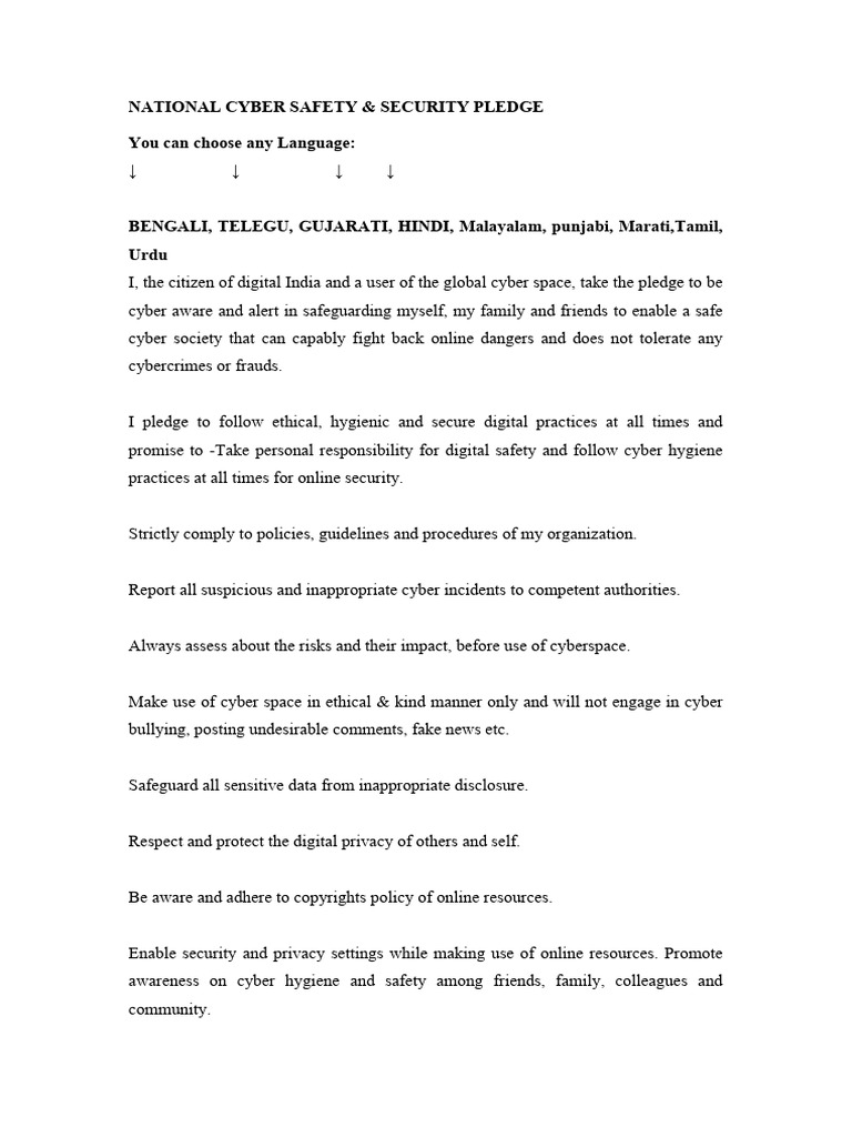 National Cyber Safety Pledge | PDF