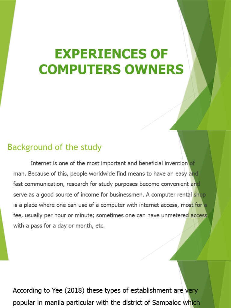 Experiences of Computer Shop Owners | PDF | Internet | Experience