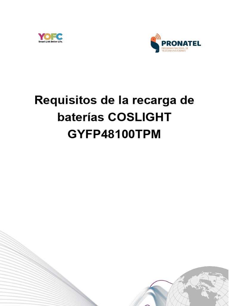 Requisitos Recarga Baterías COSLIGHT | PDF | Energia electrica | Electrónica